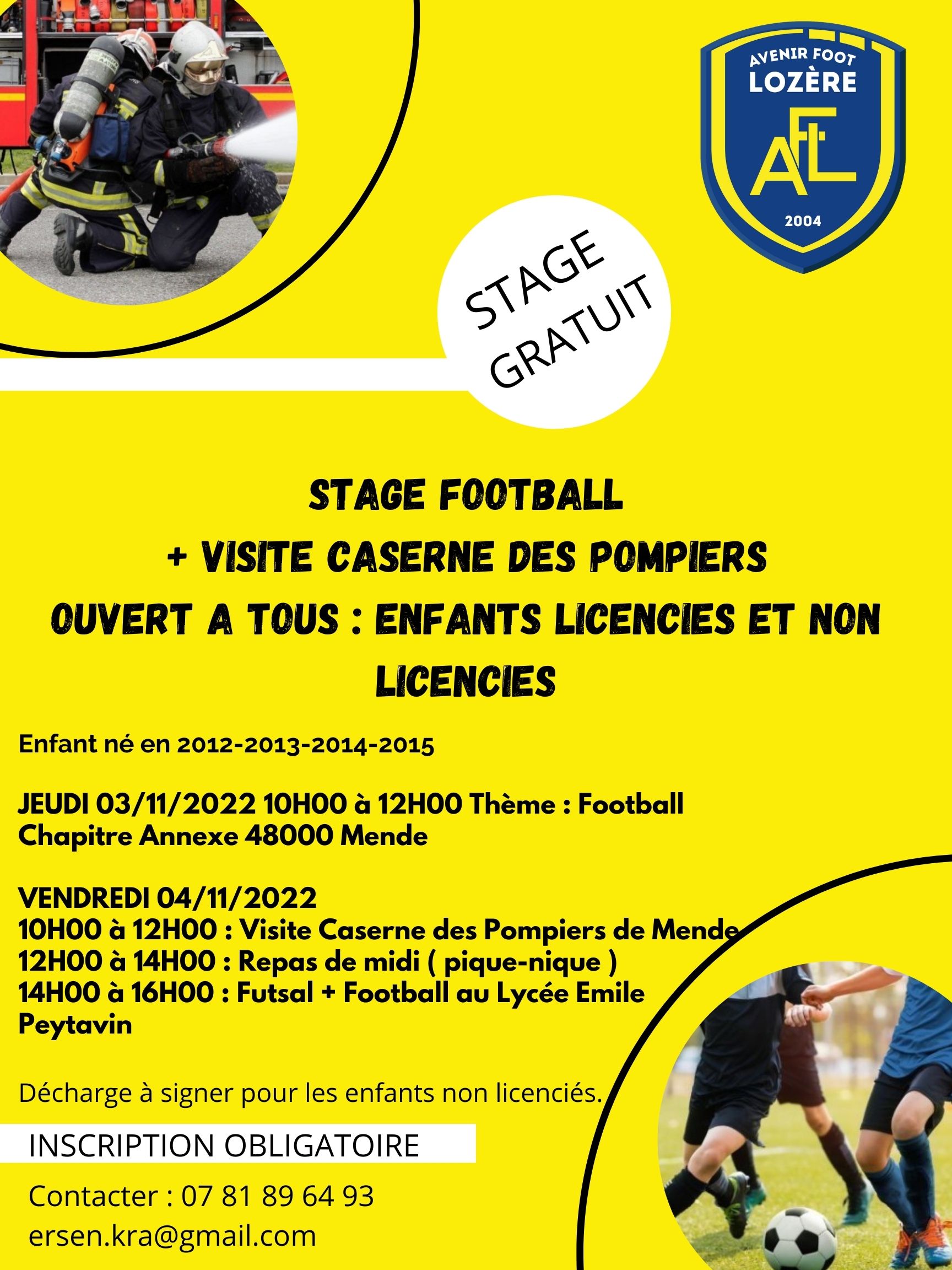Stages Ecole de Foot Toussaint 2022 – Avenir Foot Lozère